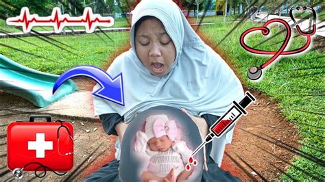 Drama Parodi Kasihan 😭 Ibu Hamil Lucu Sakit Perut Melahirkan di Perosotan - YouTube