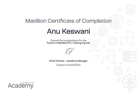 anu keswani on linkedin successfully completed python in matillion