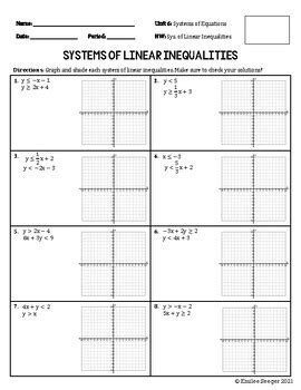 Systems Of Linear Inequalities Guided Notes Practice Worksheets Homework