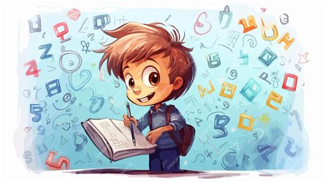 Niño Resolviendo Un Problema Matemático En Una Caricatura En La Pizarra Vector Premium