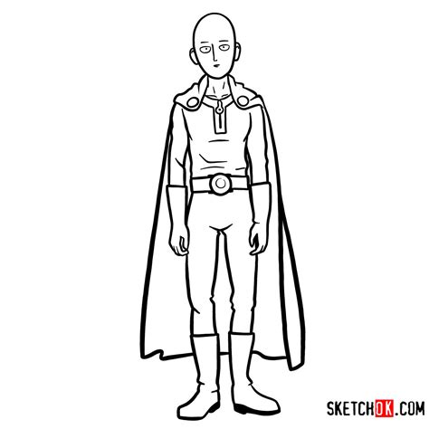 13 Steps Drawing Tutorial Of Saitama One Punch Man Sketchok Easy Drawing Guides