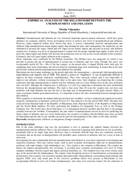 Pdf Empirical Analysis Of The Relationship Between The Unemployment And Inflation