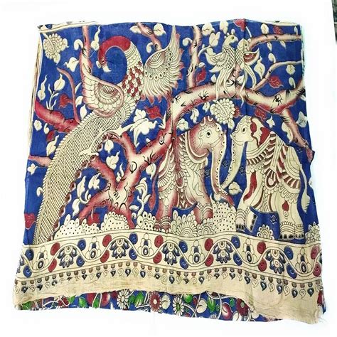 Blue Kalamkari Cotton Saree 63 M With Blouse Piece At Rs 500 In Pedana