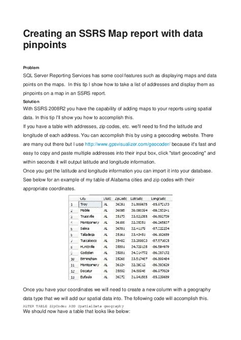 Pdf Creating An Ssrs Map Report With Data Pinpoints