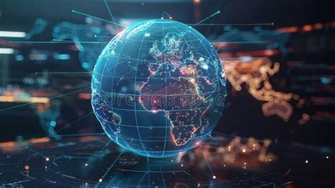 Illustration Of A Digital Globe With Network Lines And Data Points