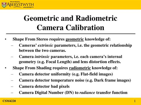 PPT Geometric And Radiometric Camera Calibration PowerPoint Presentation ID