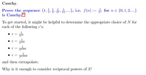 solved cauchy prove the sequence 1 31 91 271 811 … i e