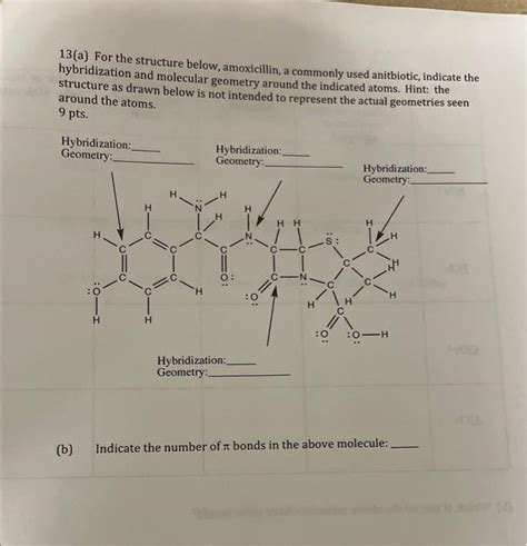 Solved 13a For The Structure Below Amoxicillin A
