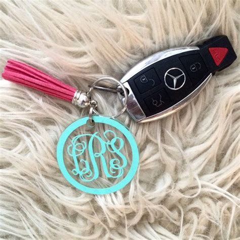 Monogram Keychain With Tassel 2 Inches Tassel Keychain Monogram Keychain Tassel Keychain