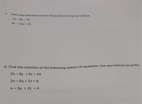 Solved Olve The Following System Of Equations Using Any