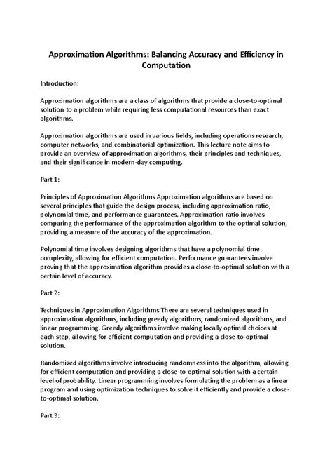 Approximation Algorithms Balancing Accuracy And Efficiency In