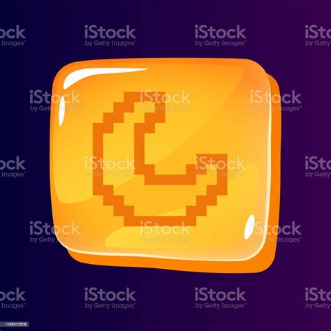 Night Mode Glossy Ui Button With Pixelated Icon Stock Illustration