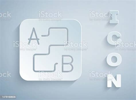 회색 배경에서 격리된 경로 위치 아이콘을 용지 잘라냅니다 맵 포인터 기호입니다 경로 또는 도로의 개념 Gps 네비게이터 종이