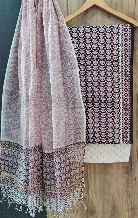Exclusive New Traditional Hand Block Printed Pure Cotton Suits With