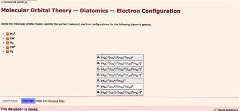 Solved Molecular Orbital Theory Diatomics Electron Configuration Using