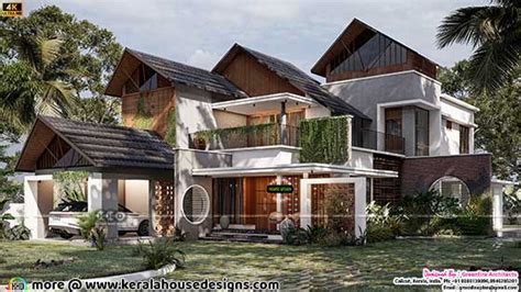 Tropical Elegance Modern Sloping Roof House Design Kerala Home Design And Floor Plans 10k