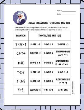 Linear Equations Two Truths And One Lie By Eve Wallis Designs TPT
