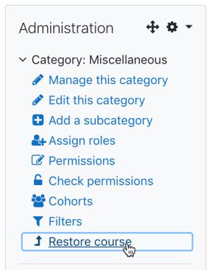 Course Restore MoodleDocs