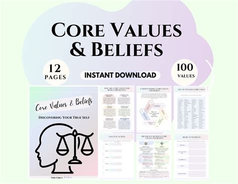 Core Beliefs And Values Worksheets Cbt Workbook Values Exploration