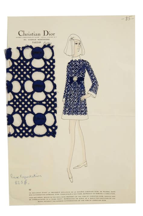 1968 Christian Dior Haute Couture Floral Lattice Lace Mod Dress