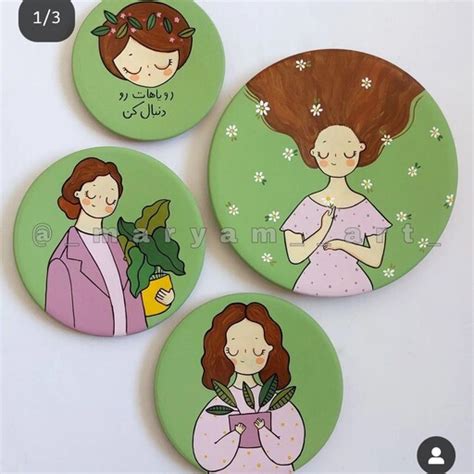 خرید و قیمت ست چهار تیکه دیوار کوب سفالی با طرح دخترانه سایز 20 در 20