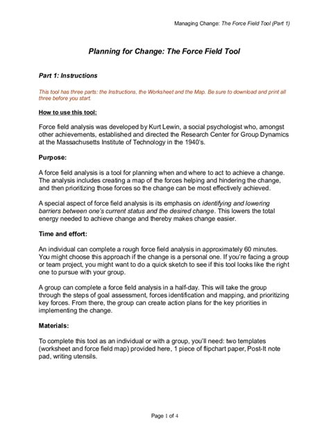 Force Field Analysis Template Free Templates In PDF Word Excel Download