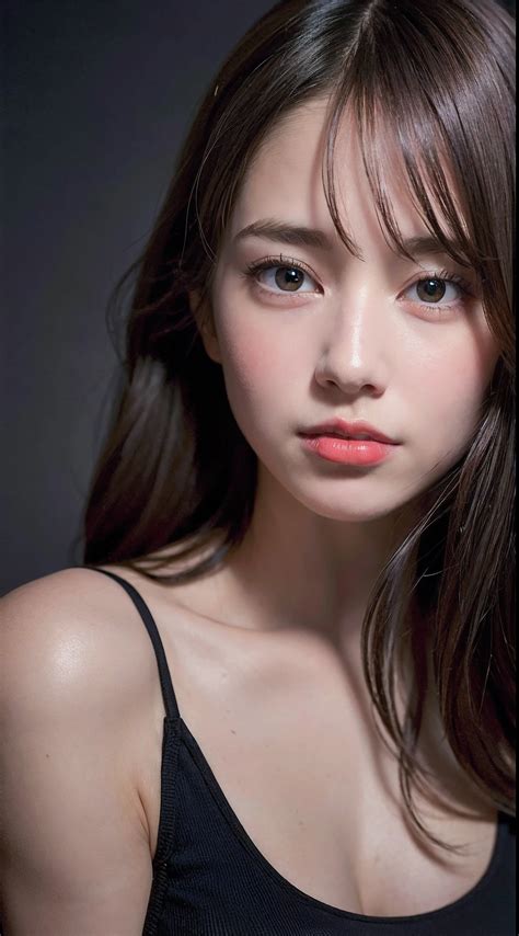 검은색 상의를 입고 긴 머리를 한 여성의 클로즈업 Seaart Ai