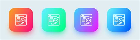 Algorithm Line Icon In Square Gradient Colors Programming Signs Vector