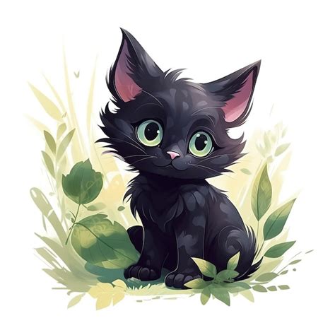 Premium Photo Illustration Elements Little Black Cat Cartoon Lovely