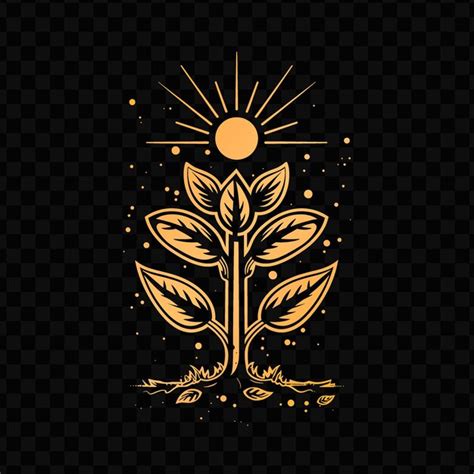Premium Psd Basil Seedling Emblem Logo With Decorative Sunburst Rays