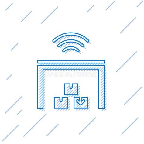 Blue Line Smart Warehouse System Icon Isolated On White Background Vector Stock Vector