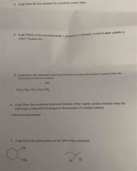 Solved 3 1pt Draw The Line Structure For Cyclobutyl