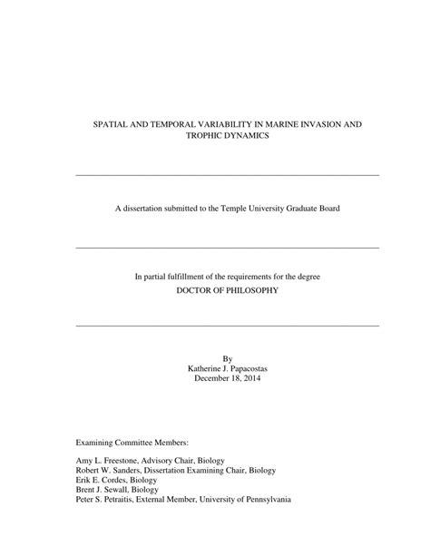 Pdf Spatial And Temporal Variability In Marine Invasion And Trophic