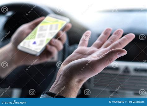 Lost And No GPS Connection Navigation Problem Stock Photo Image Of Drive Hands