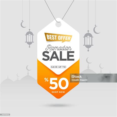 라마단 카림 판매 태그 무슬림 장식 교수형 랜턴입니다 인사말 카드 이슬람 축 하 배경 그래픽 디자인 벡터 스톡 일러스트 레이 션 0명에 대한 스톡 벡터 아트 및 기타 이미지