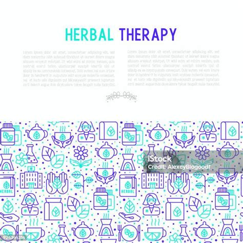 얇은 선 아이콘으로 초본 치료 개념 약초 달인 아로마 오일 오일 버너 차 배너 웹 페이지 인쇄 매체에 대 한 벡터 일러스트 개념에 대한 스톡 벡터 아트 및 기타 이미지