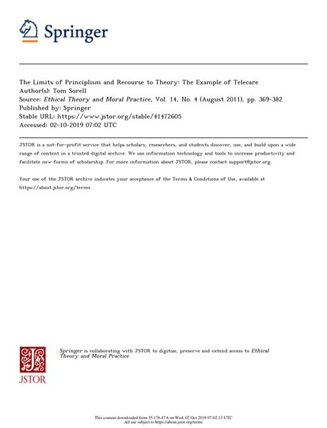 Pdf The Limits Of Principlism And Recourse To Theory The Example Of Telecare