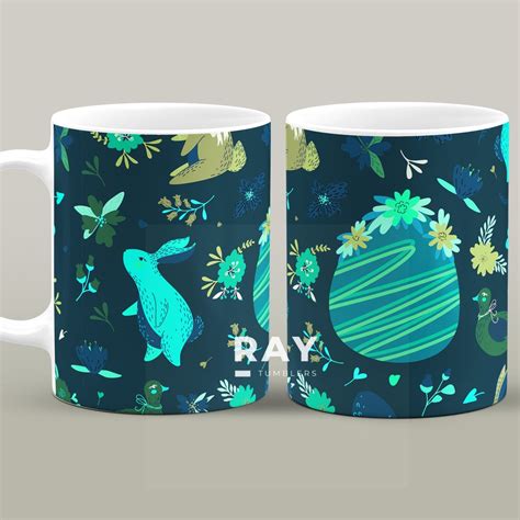 Easter Mug Design Easter Egg Mug Colorful Easter Eggs Coffee Mug Rabbit Design Bunny 11 And 15