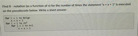 solved find θ notation as a function of n for the