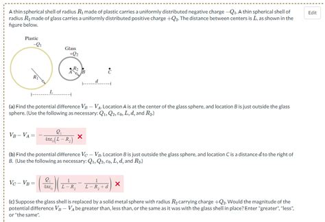 solved a thin spherical shell of radius r1 ﻿made of plastic