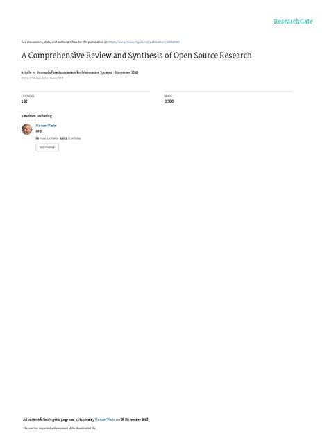 A Comprehensive Review And Synthesis Of Open Sourc Pdf