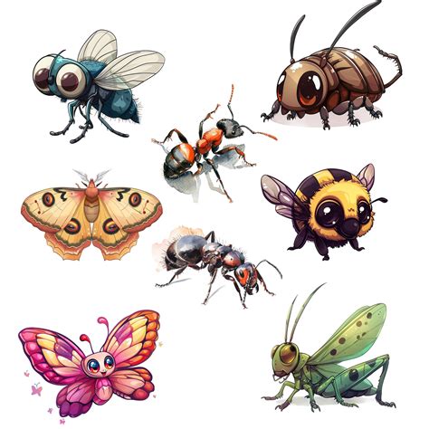Chibi Insect Clipart Bundle Bug Clipart Collection Commercial Use Png Instant Download Etsy