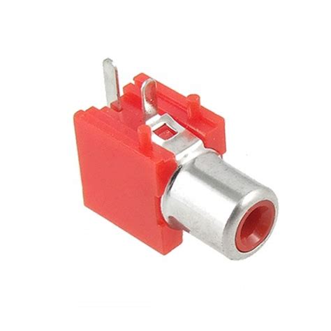 Right Angle Single Female Jack Rca Socket Red Pcb Mount