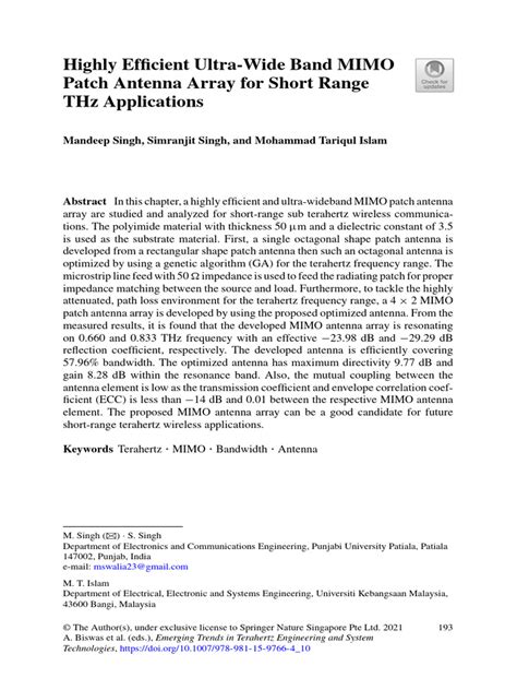 Springer Book Chapter Pdf Terahertz Radiation Antenna Radio