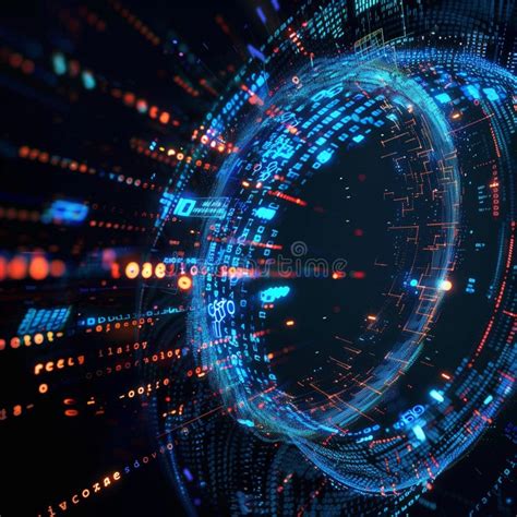 Futuristic Digital Interface With Glowing Blue Circular Hologram Stock