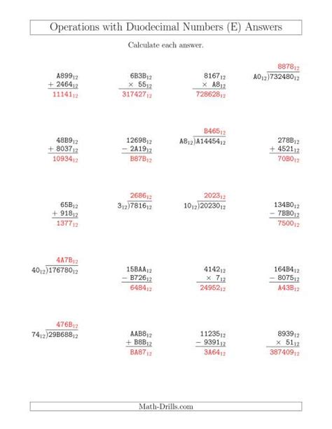 All Operations With Duodecimal Numbers Base 12 E