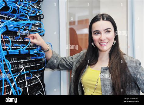 Woman It Engineer In Network Server Room Stock Photo Alamy