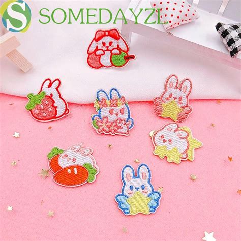 Somedayzl 7pcs Bunny Embroidered Patch Cartoon Cute Clothing Patch