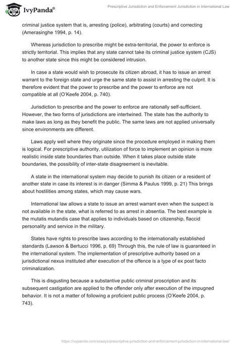 Prescriptive Jurisdiction And Enforcement Jurisdiction In International Law 845 Words Essay