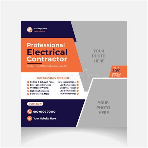 Electrical Contractor Social Media Post Stock Vector Illustration Of